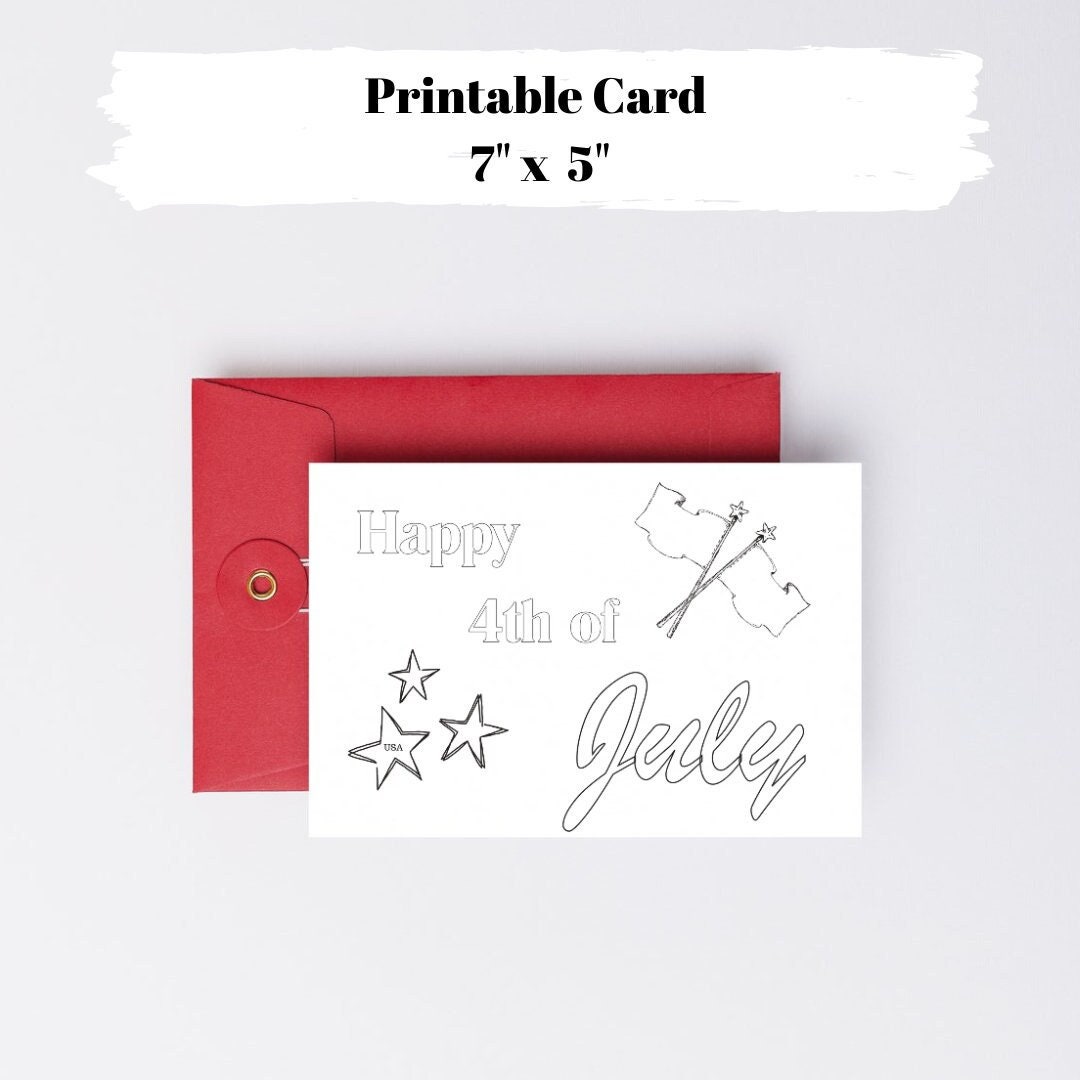 Happy 4th of July Card, Printable Card, Fourth of July, Independence ...