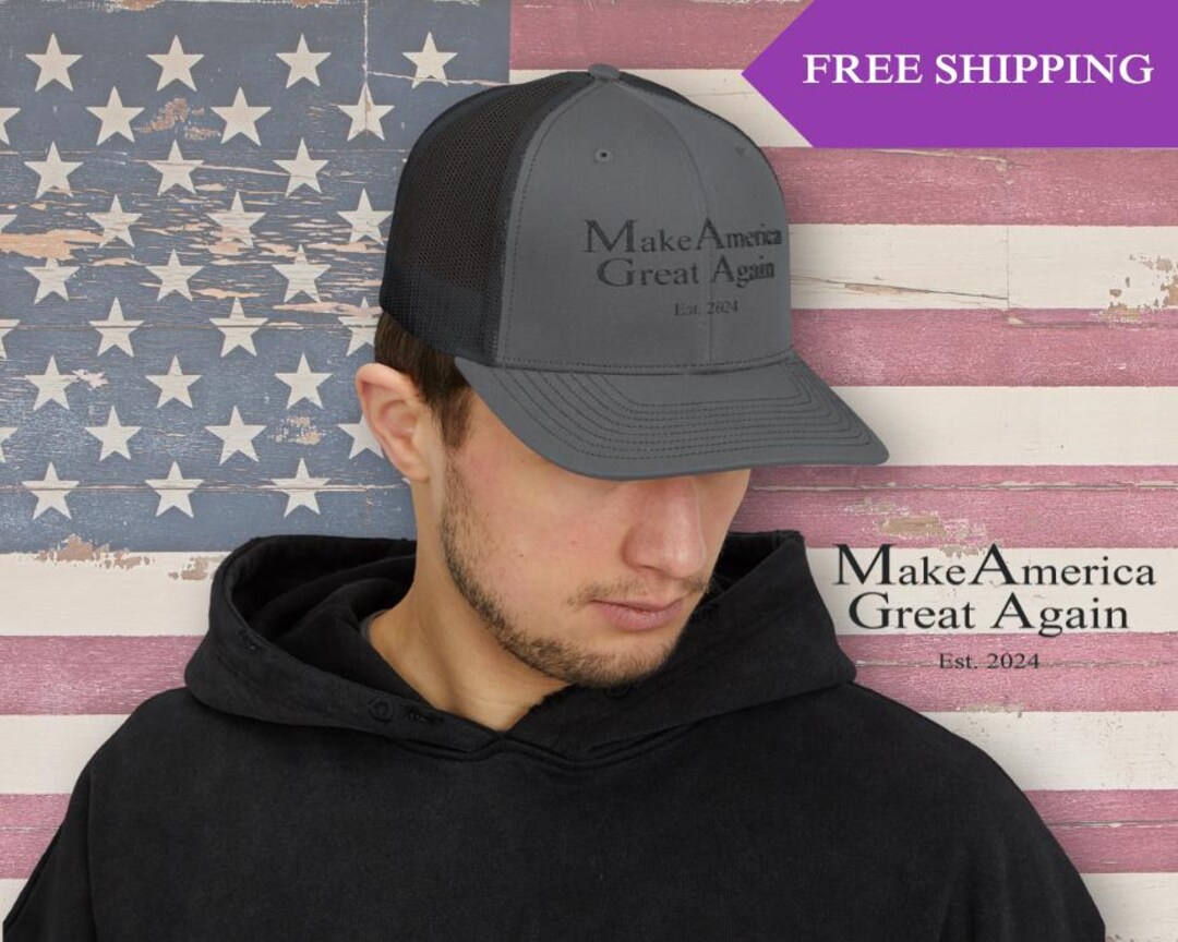 Dark MAGA Snapback Trucker Cap, Trump 2024 Slogan - Etsy