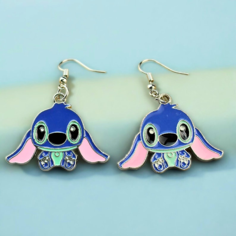 Lilo and Stitch Alien Cartoon Blue Earrings With Pure Sterling Silver ...