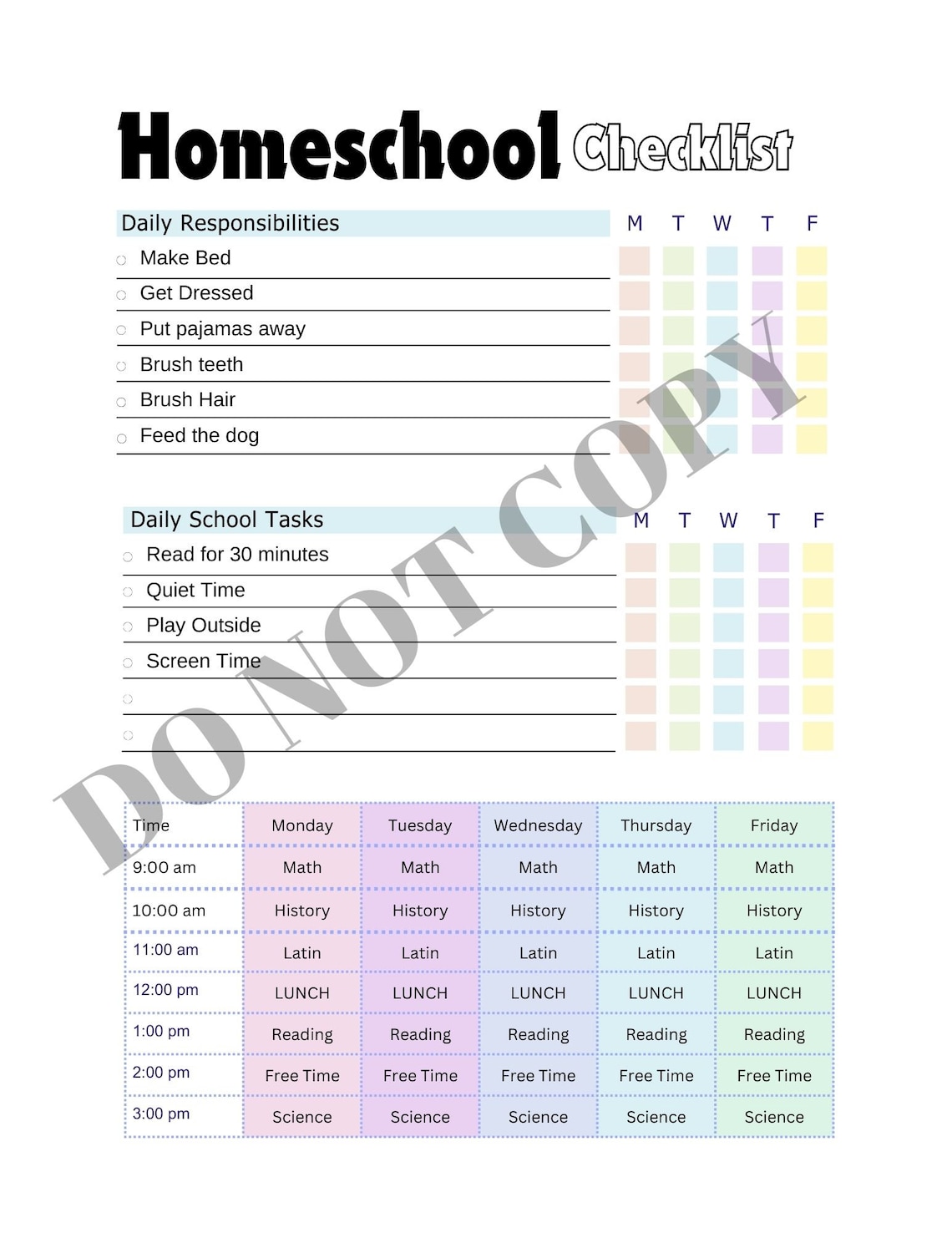 Editable Homeschool Checklist, Printable, Digital, Homeschool Planner ...