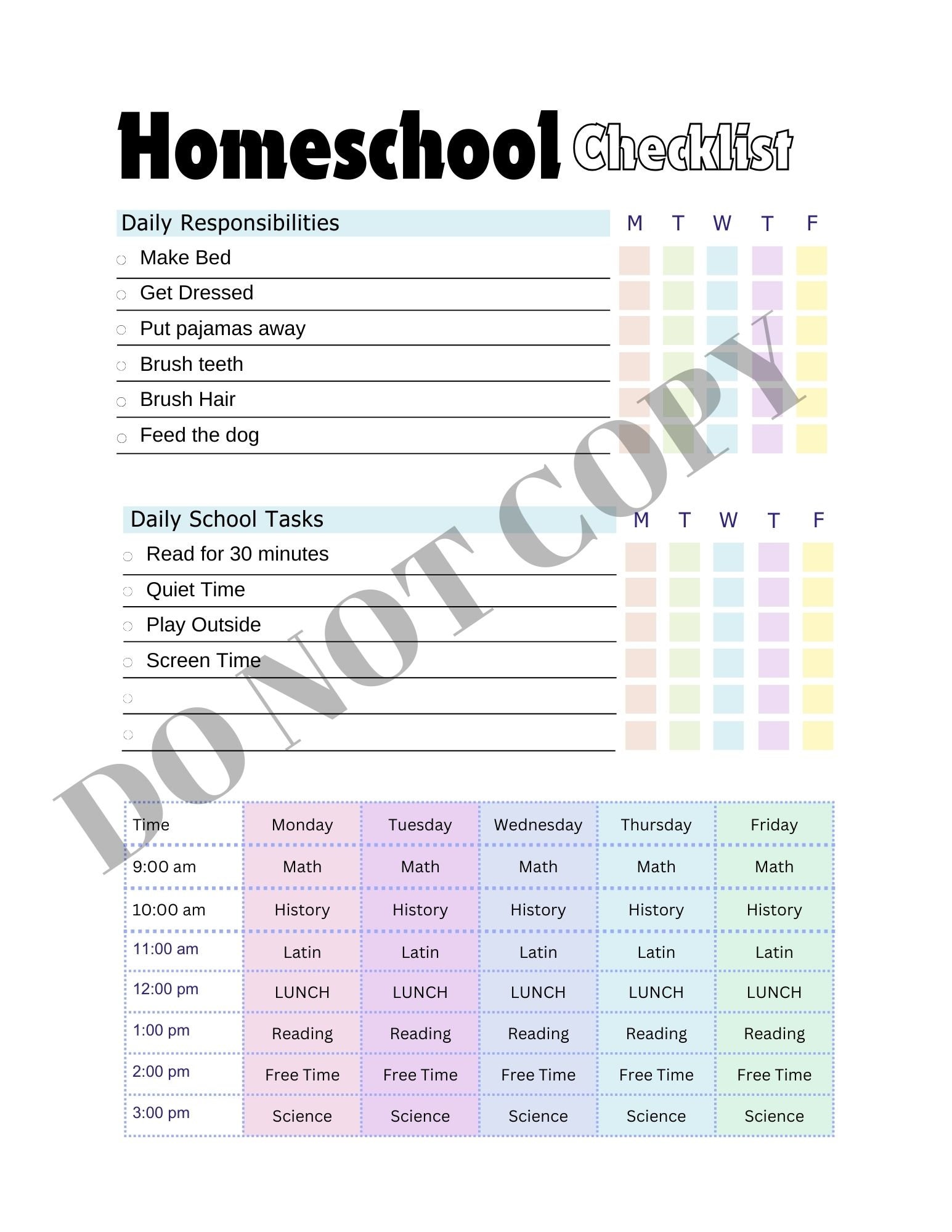 Editable Homeschool Checklist, Printable, Digital, Homeschool Planner ...