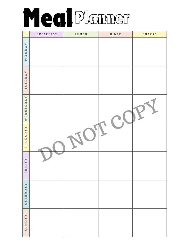Meal Plan, Printable, Digital, Homeschool Planner, Home Organization ...