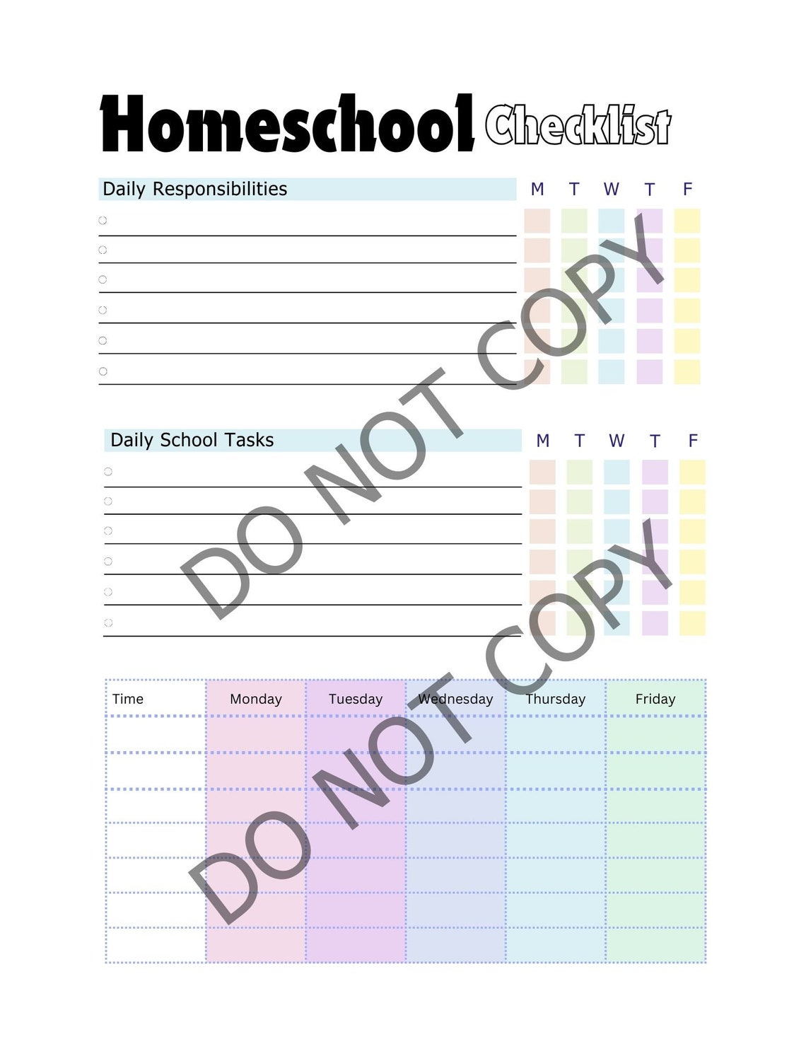 Editable Homeschool Checklist, Printable, Digital, Homeschool Planner ...
