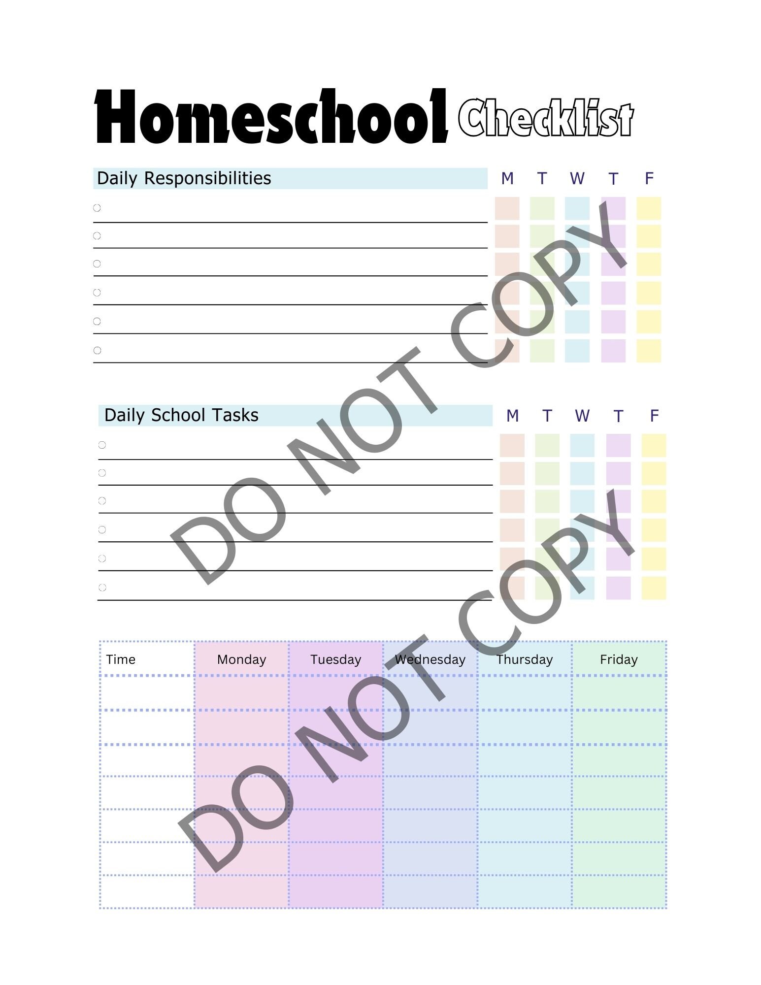 Editable Homeschool Checklist, Printable, Digital, Homeschool Planner ...
