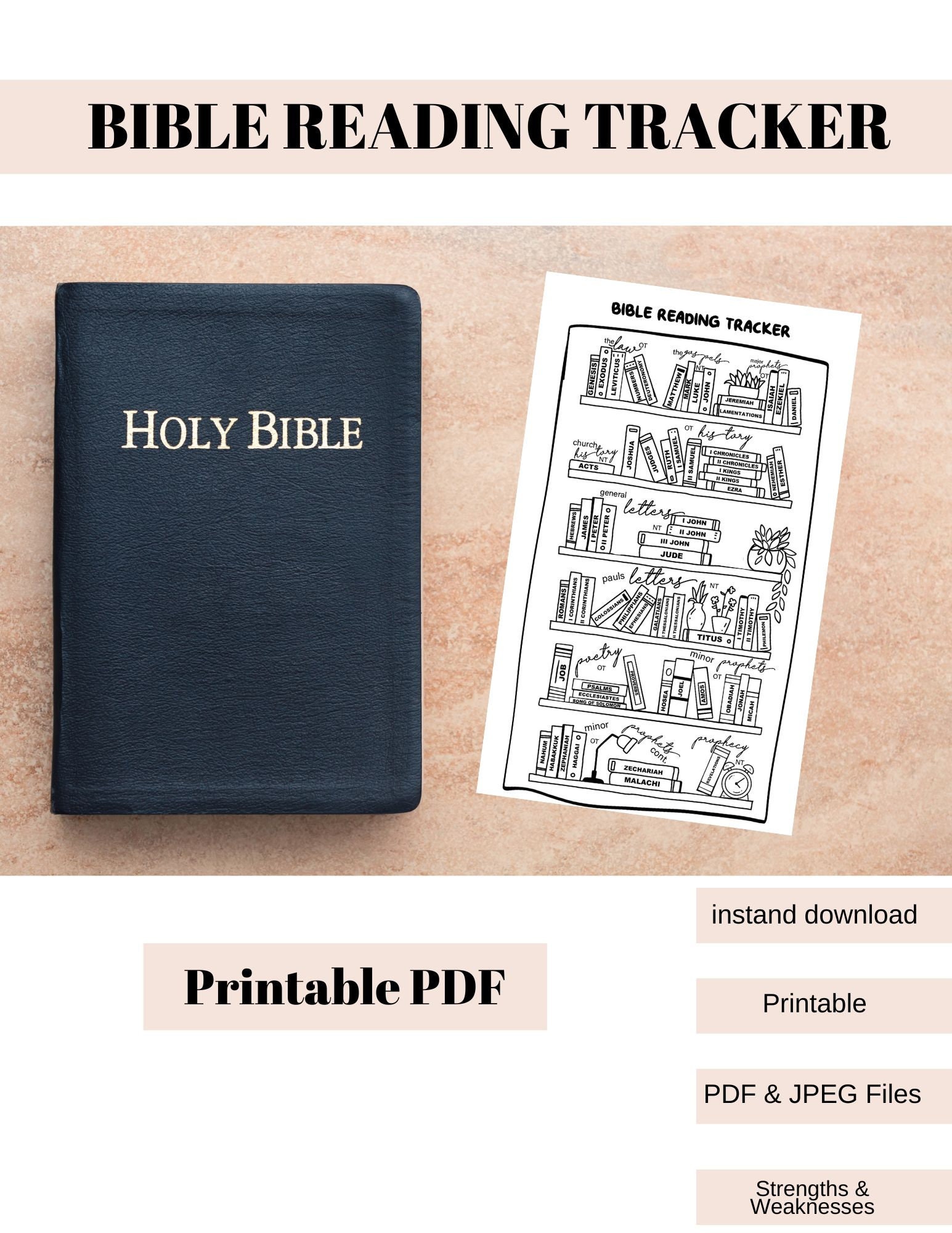 Bible Book Tracker Printable, Bible Reading Tracker Printable ...