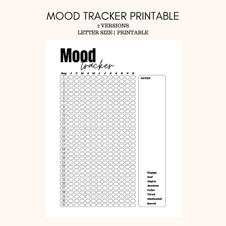Mood Tracker, Emotion Tracker, Wellness Journal, Mood Journal, Instant ...