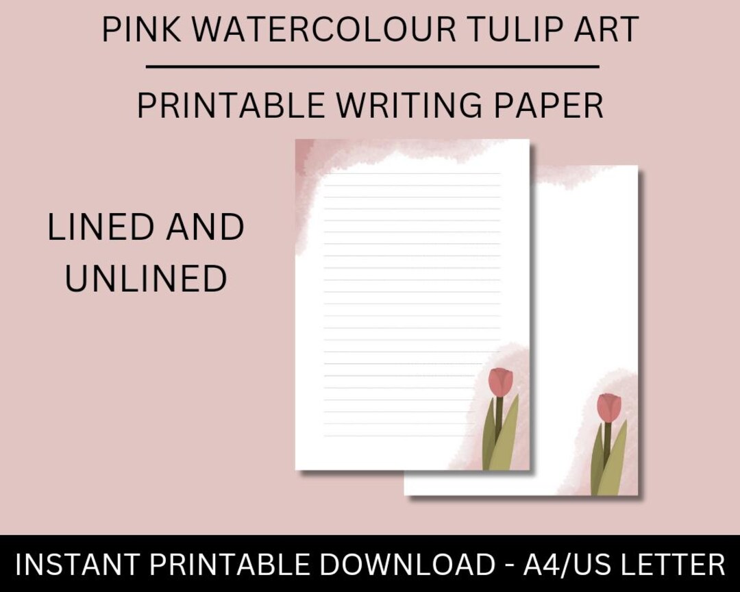 Pink Floral Letter Writing Paper Digital Download A4 US Letter Size ...