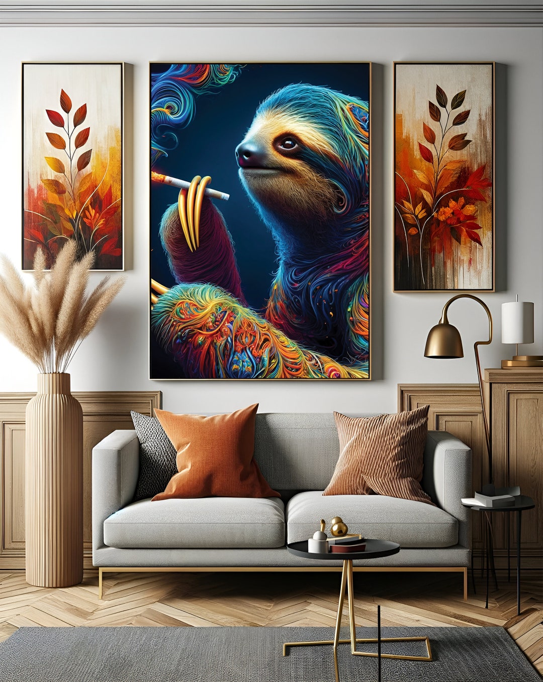 Psychedelic Sloth Smoking Digital Art Print, Wall Art,digital Download ...