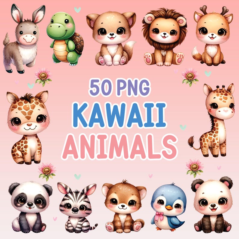 Adorable Watercolor Animal Clipart Instant Download for Commercial Use ...