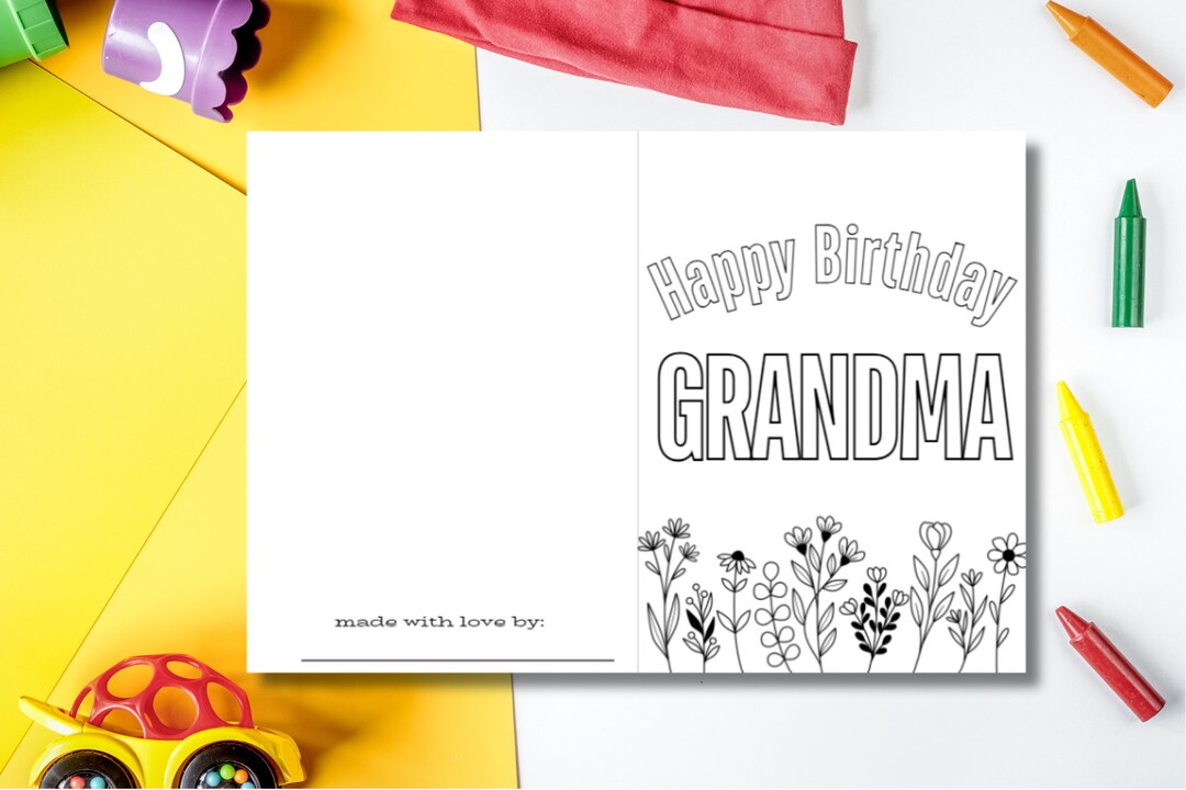 Printable Kids Coloring Foldable Birthday Card - "happy Birthday ...
