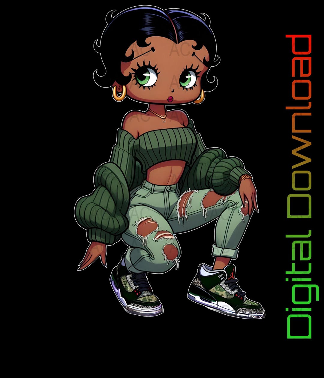 Betty Boop Digital Download PNG Cute Cartoon Character Digital Art ...