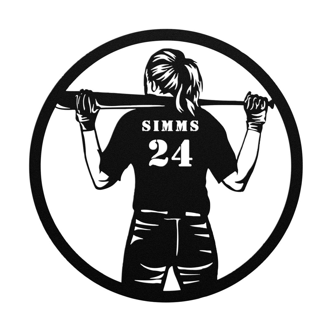Girls Softball Metal Wall Art, Personalized Softball Player Decor, Die ...