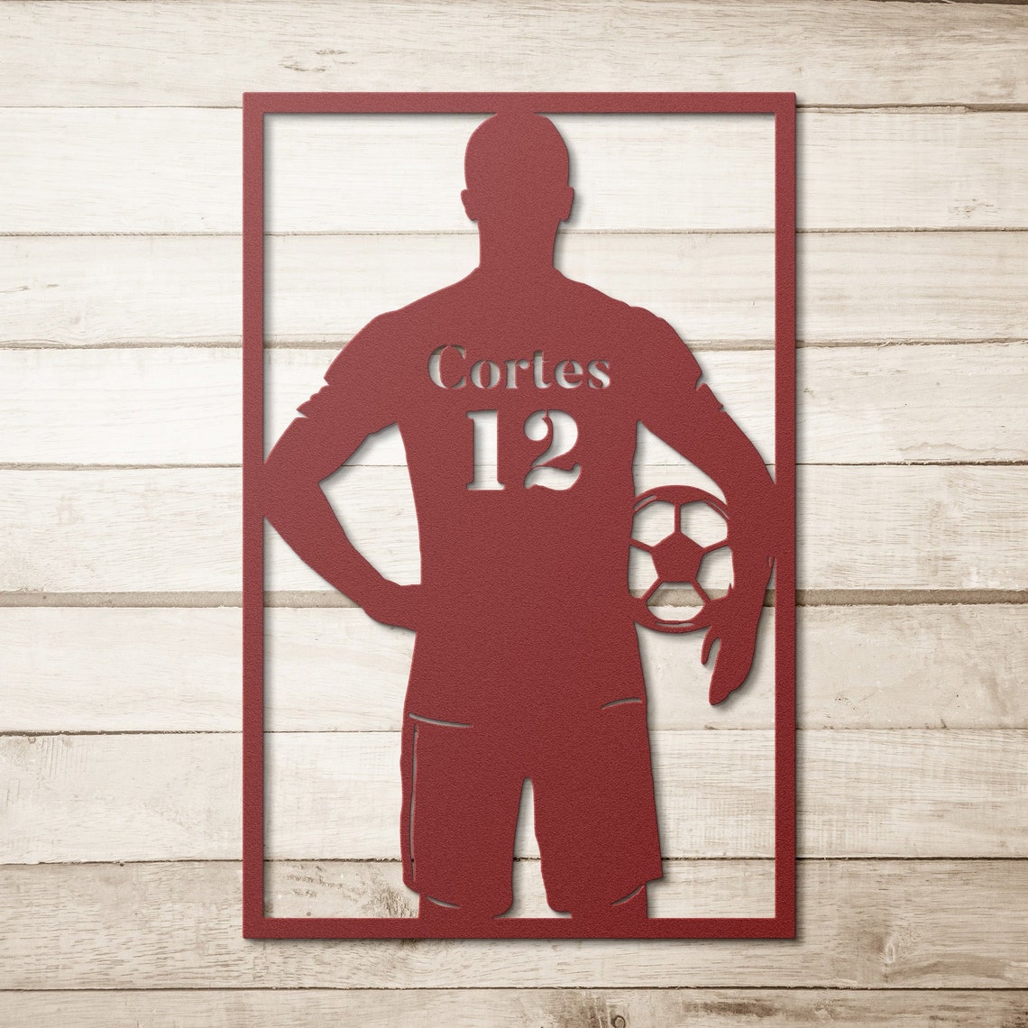 Mens Soccer Metal Wall Art, Personalized Soccer Player Decor, Die Cut ...