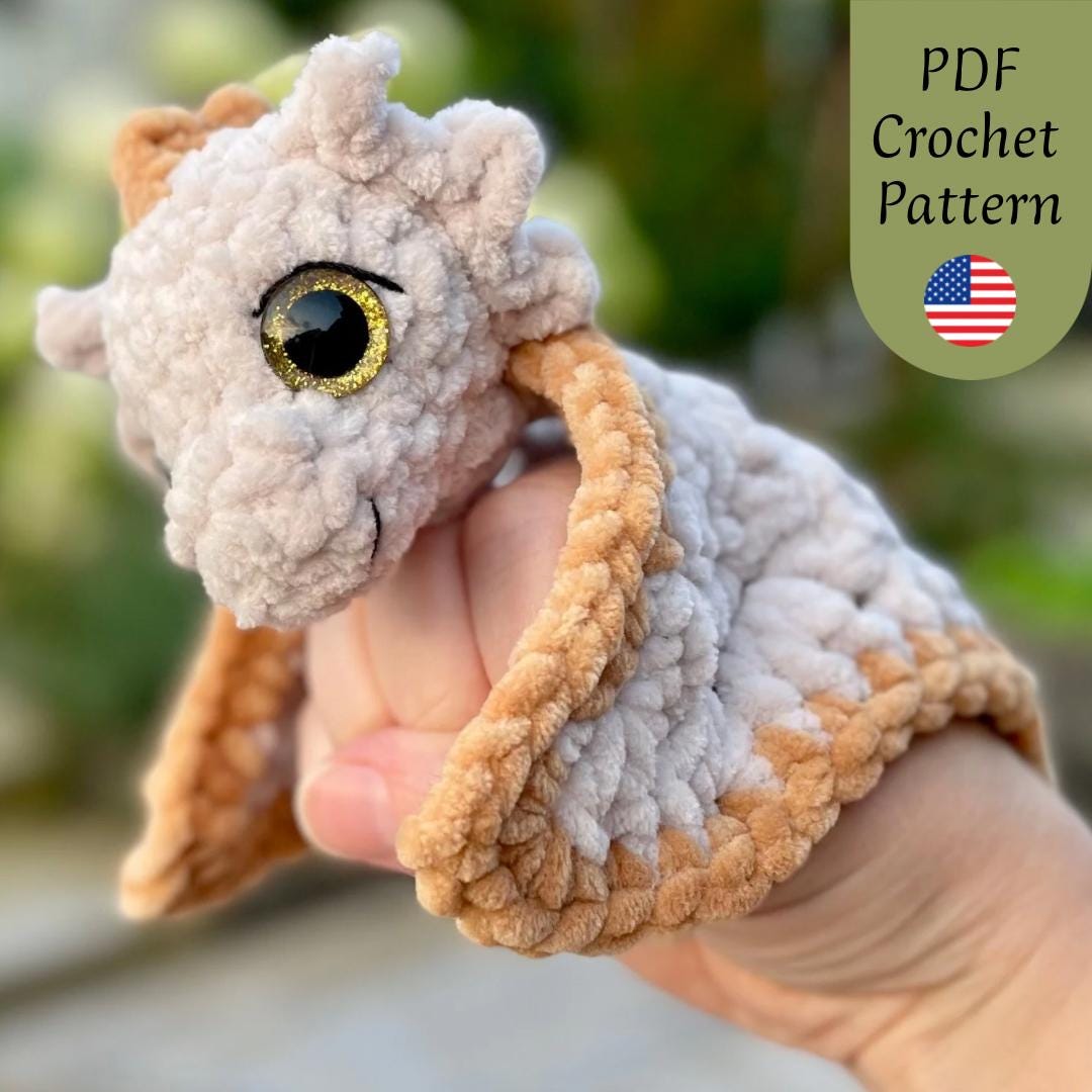 Onyx the Hand Puppet Snuggler Dragon - Crochet Low-sew Pattern ...