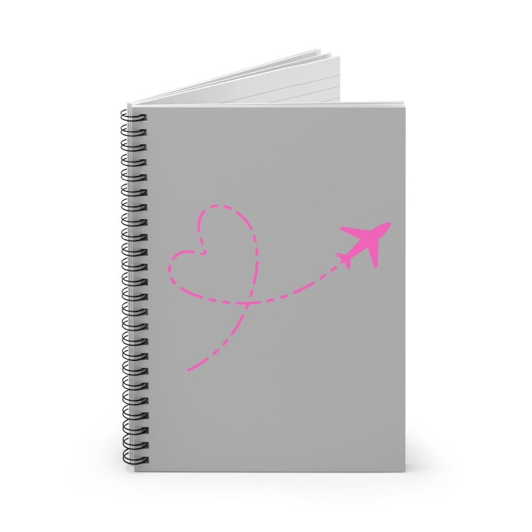 Pink Airplane Heart Flight Path Spiral Notebook – 118 Ruled Pages - Etsy