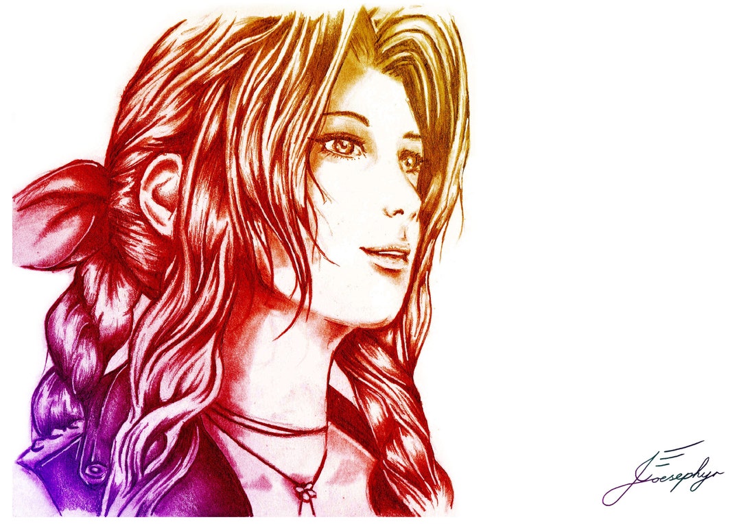 Fanart Print Aerith From Final Fantasy VII COLOR - Etsy