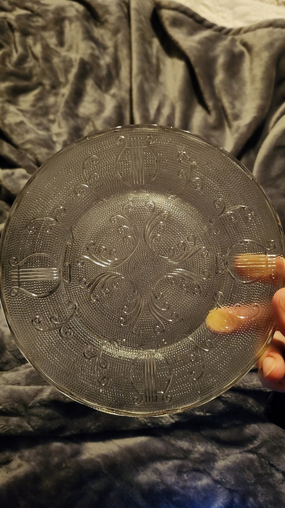 Vintage Jeanette Glass Harp Lyre Pattern Dessert Plate 7 Dew Drop ...