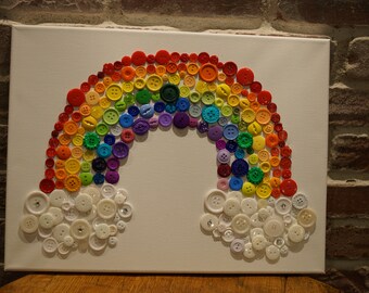 Home Sweet Home Rainbow Button Art Picture, Unique Wall Art, Home Decor ...