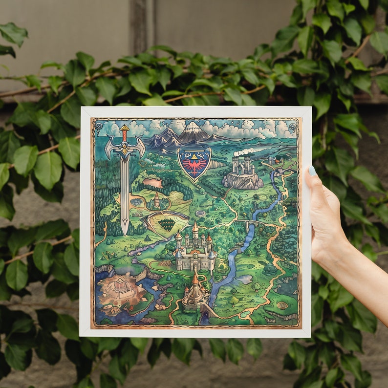 Digital Abstract Map of Hyrule in Printable Poster the Legend of Zelda ...