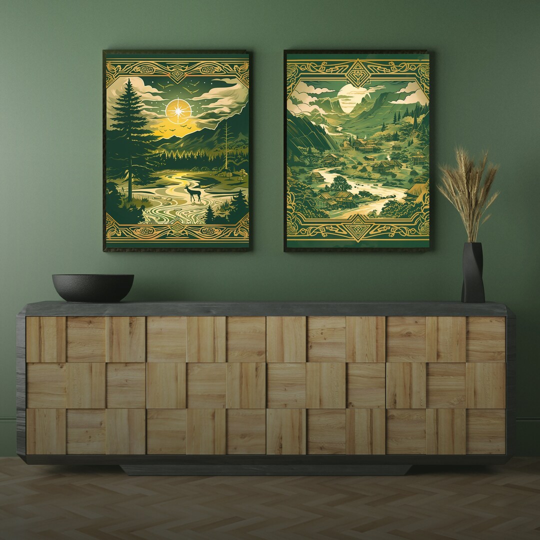 Skyrim Village in Digital Printable Poster Abstract Riften of Tamriel ...