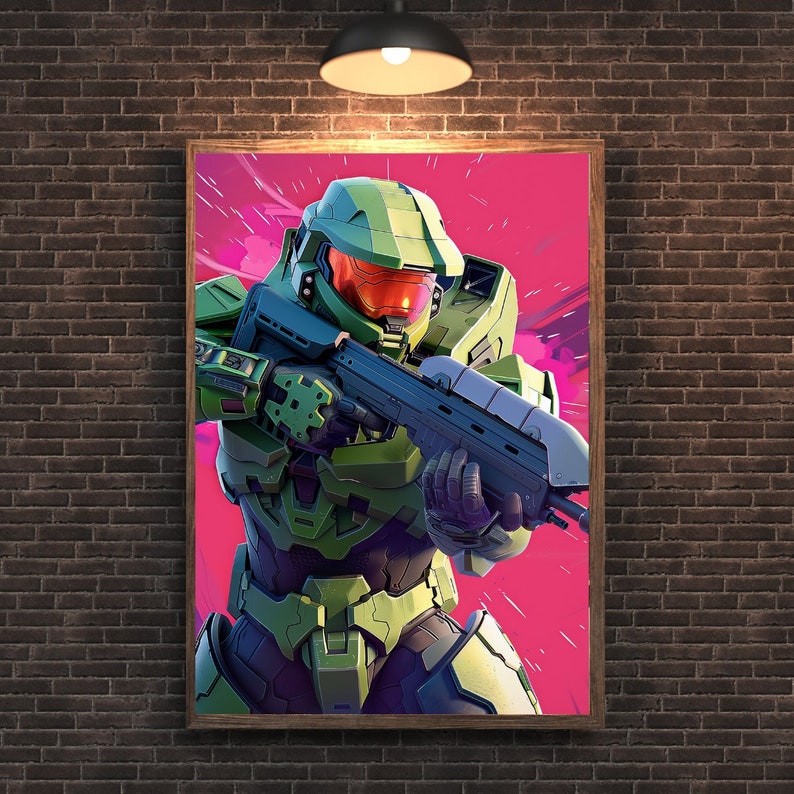 Master Chief in Digital Printable Poster Battle Ready Chief Print Halo ...