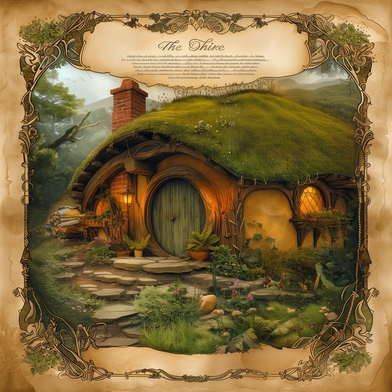 Digital Hobbit House of the Shire LOTR Hobbiton Poster Print Printable ...