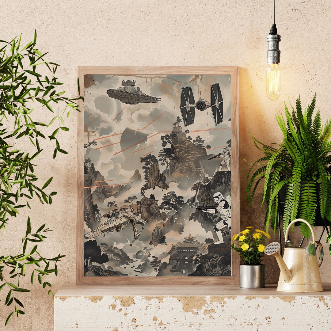 Digital Star Wars in Japanese Printable Ukiyo-e Art Style Galactic ...