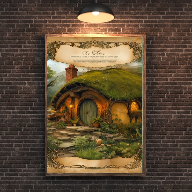 Digital Hobbit House of the Shire LOTR Hobbiton Poster Print Printable ...