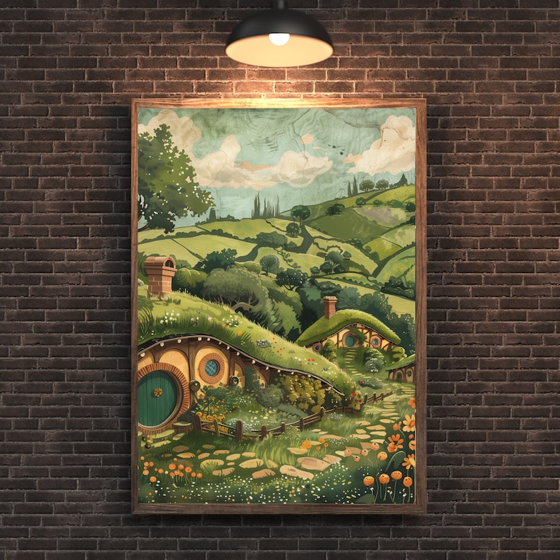 Hobbiton Shire in Digital Printable Poster Art LOTR Movie Prints, Wall ...