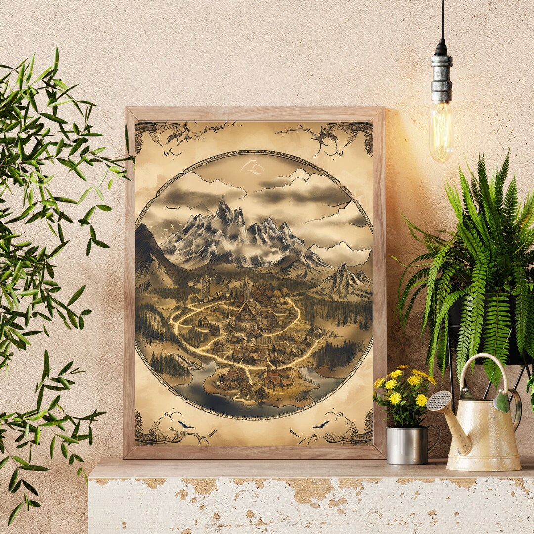 Skyrim Digital Printable Poster Elder Scrolls Tamriel Riften Village ...