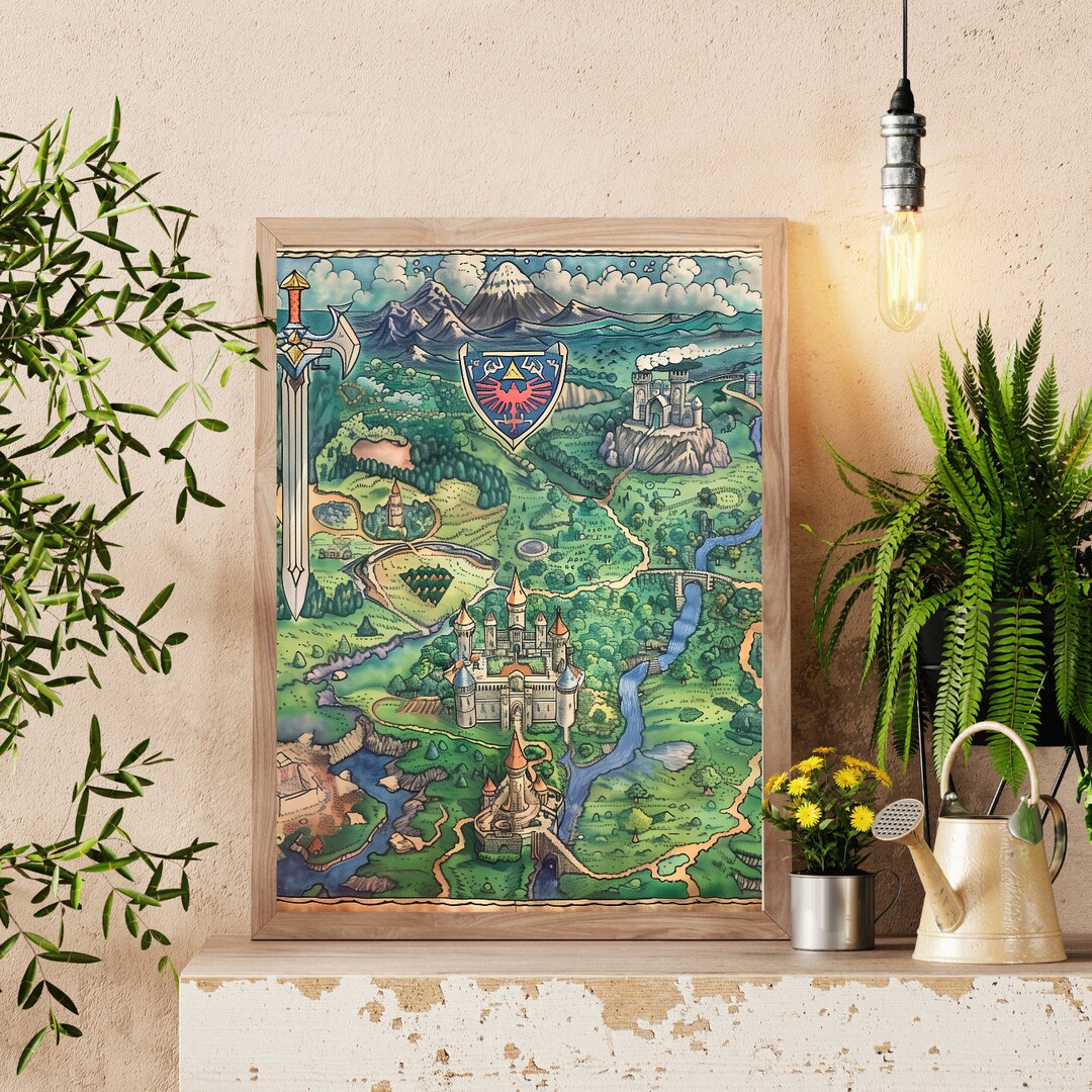 Digital Abstract Map of Hyrule in Printable Poster the Legend of Zelda ...