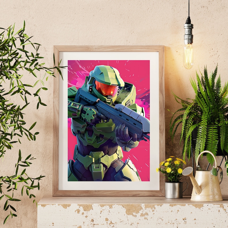 Master Chief in Digital Printable Poster Battle Ready Chief Print Halo ...