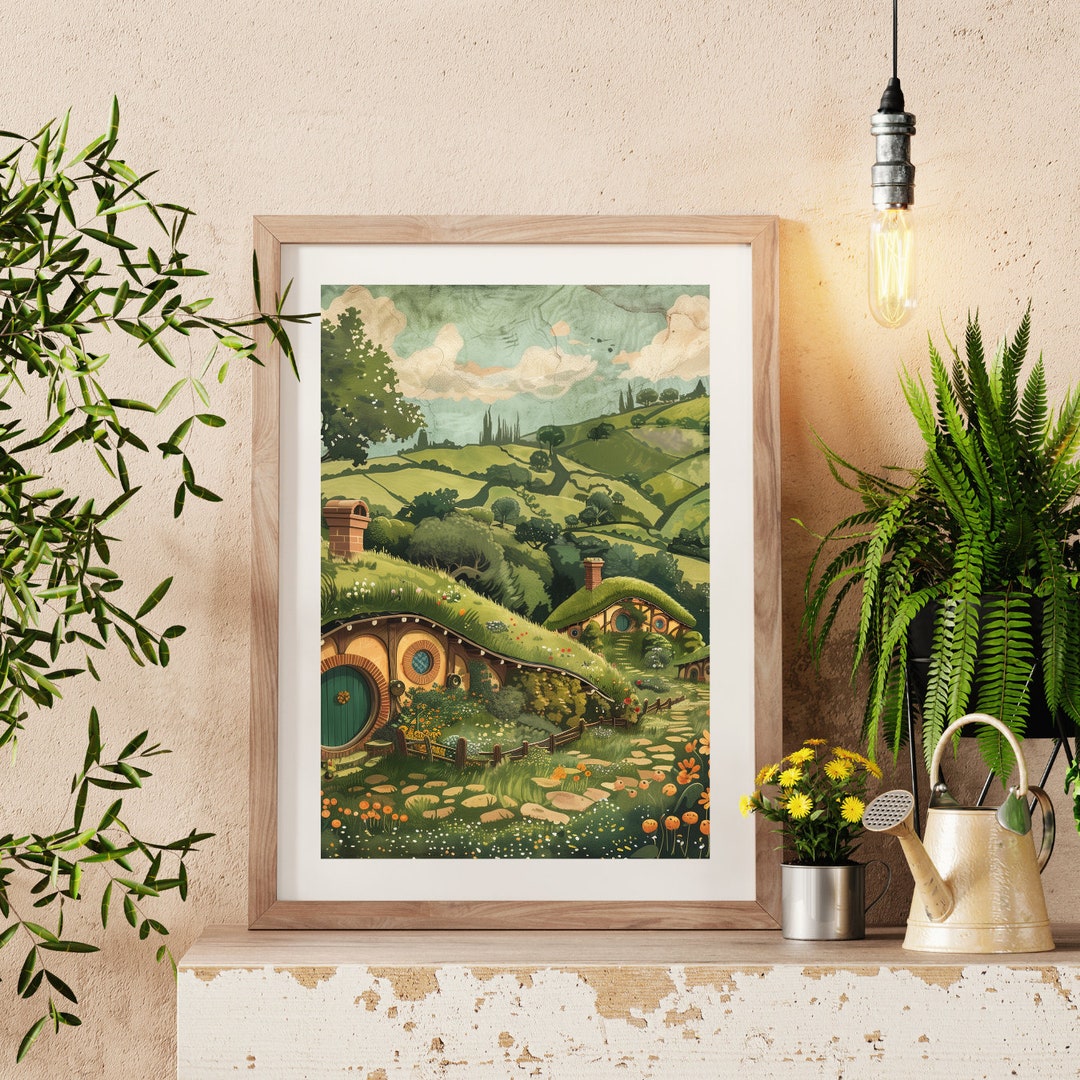 Hobbiton Shire in Digital Printable Poster Art LOTR Movie Prints, Wall ...
