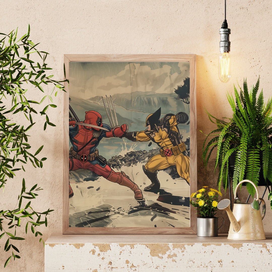 Digital Deadpool and Wolverine in Printable Japanese Ukiyo-e Style ...