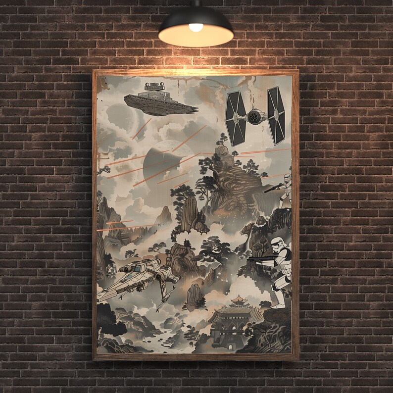 Digital Star Wars in Japanese Printable Ukiyo-e Art Style Galactic ...