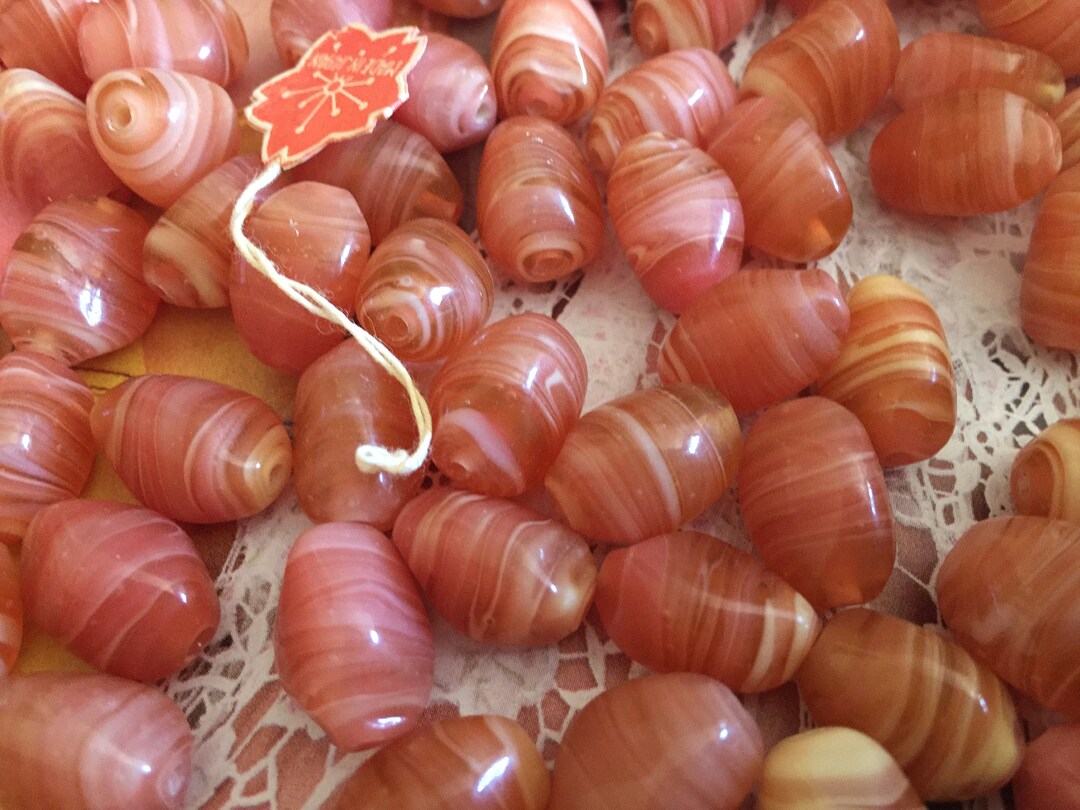 12 Handmade Japanese Cherry Brand Peach Swirl Nugget Beads 15/11mm - Etsy