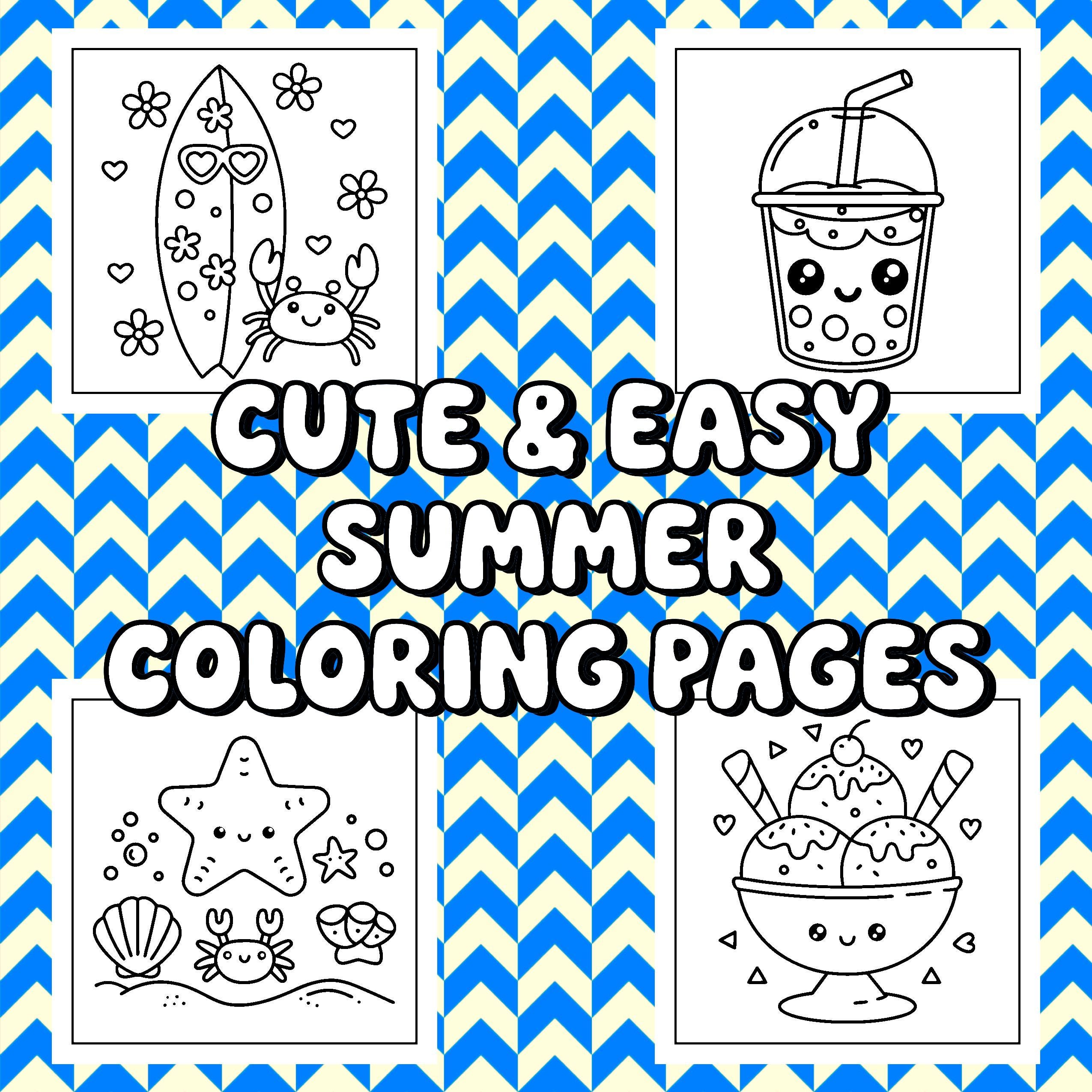 Kawaii Summer Coloring Pages: 20 Printable Kids' Activities (PDF ...