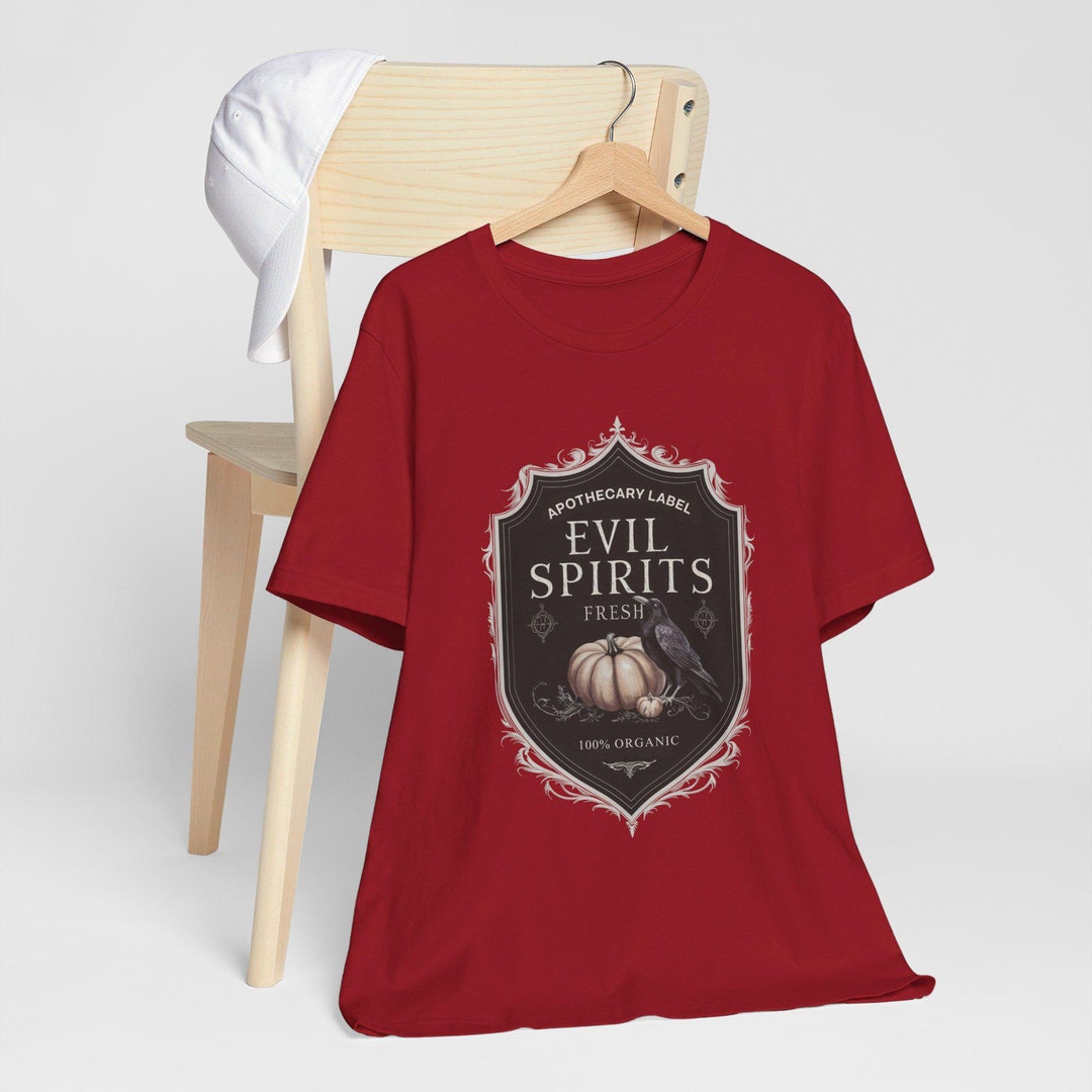 Vintage Apothecary Label Evil Spirits T-shirt Fresh Evil Spirits 100% ...