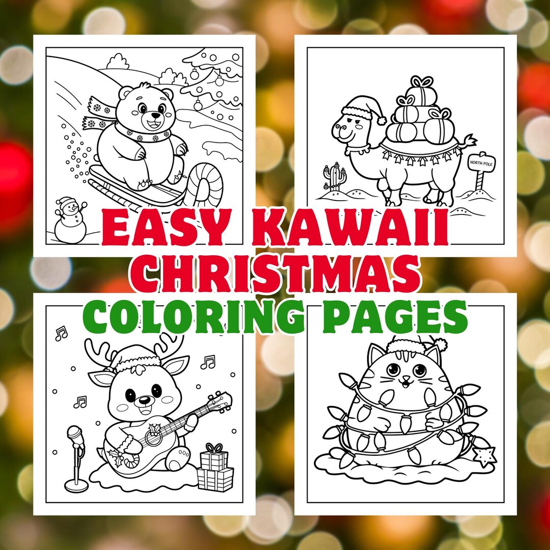 45 Kawaii Christmas Coloring Pages | Cute Holiday Printables for Kids ...