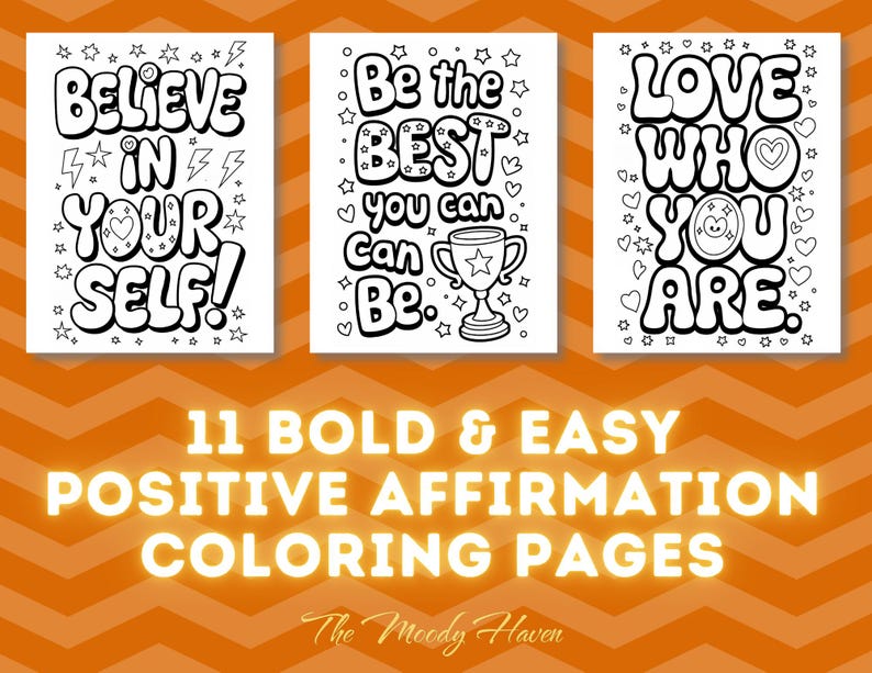 11 Positive Affirmation Coloring Pages, Easy Printable Designs ...