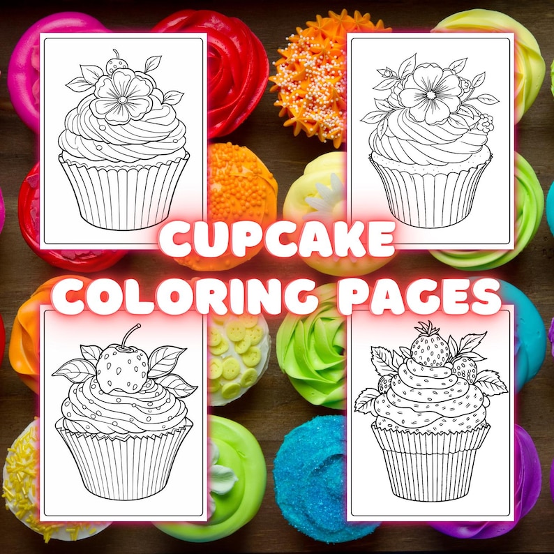 22 Cupcake Coloring Pages, Printable Sweet Treat Designs, Cute Dessert ...