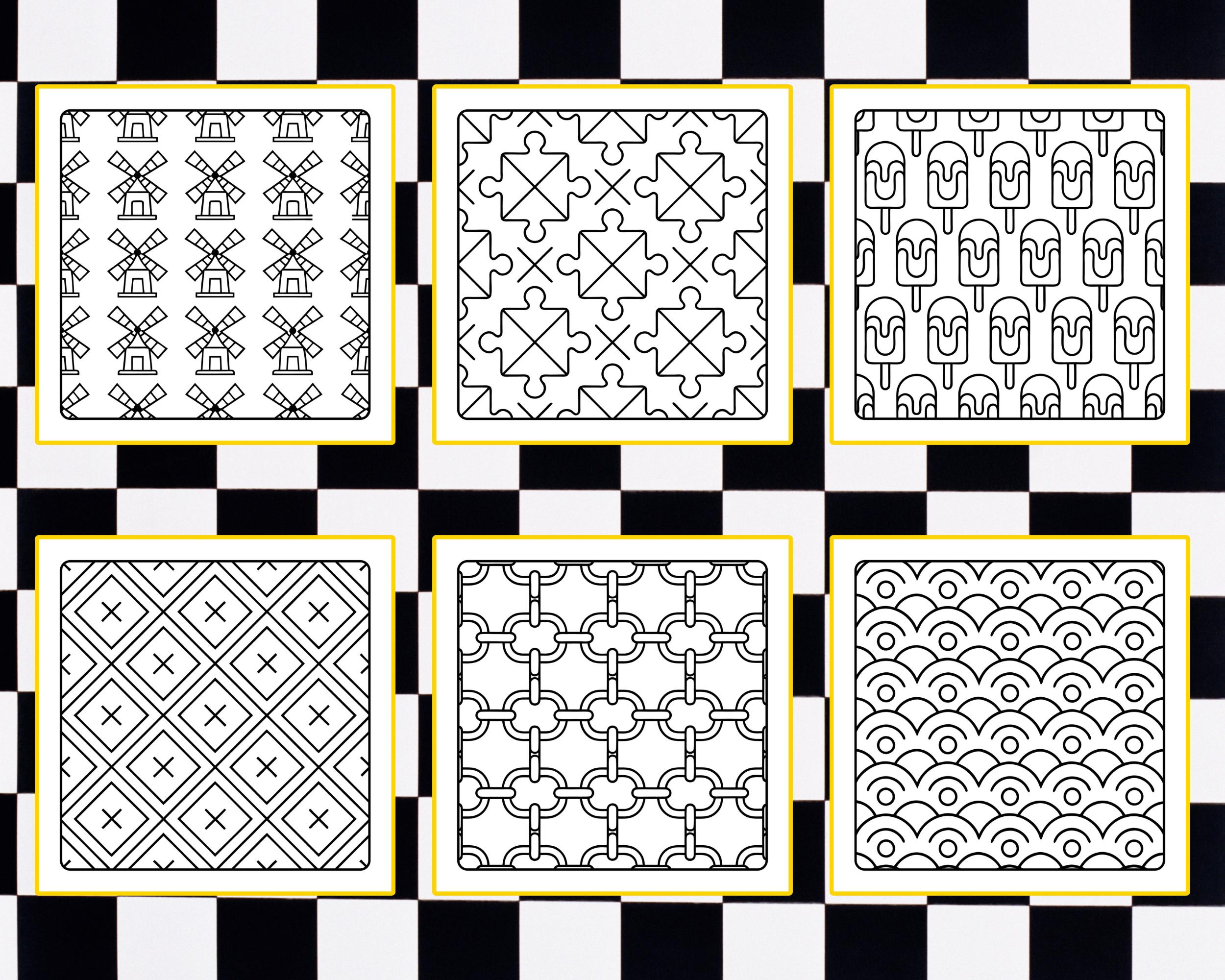 35 Bold & Easy Pattern Coloring Pages, Geometric and Aesthetic Designs ...