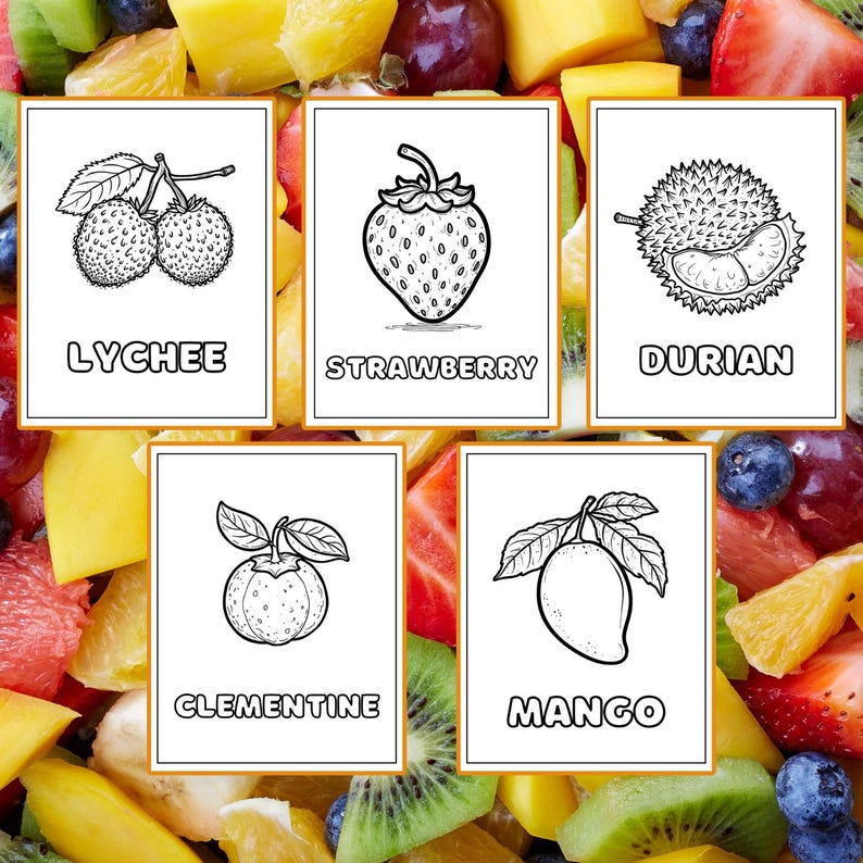 26 Cute Fruit Coloring Pages, Fun Printables for Kids, Relaxing ...