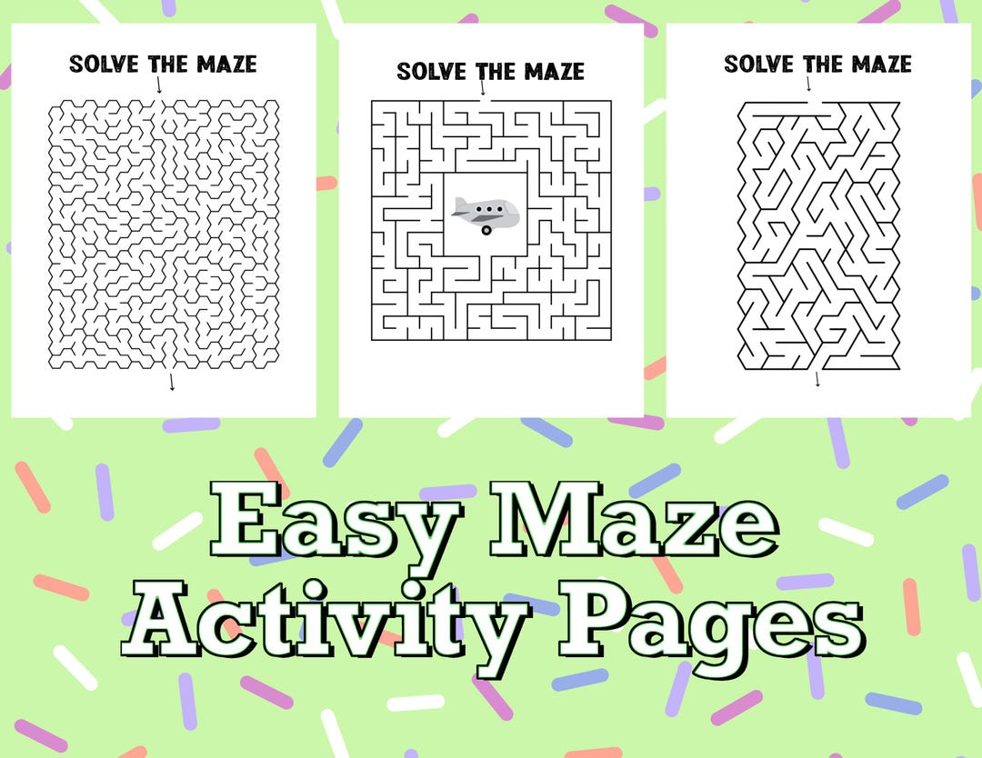 20 Printable Easy Maze Puzzle Pages for Kids & Adults, Fun Brain Games ...