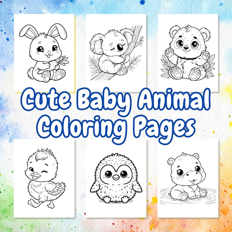 26 Cute Baby Animal Coloring Pages, Fun Printables for Kids, Relaxing ...