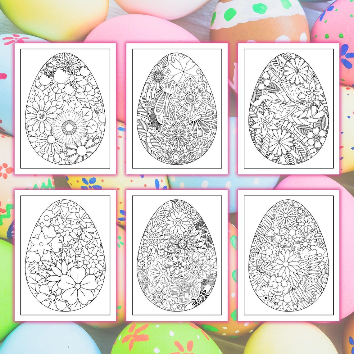 50 Mandala Easter Egg Coloring Pages: Floral Spring Art (digital ...