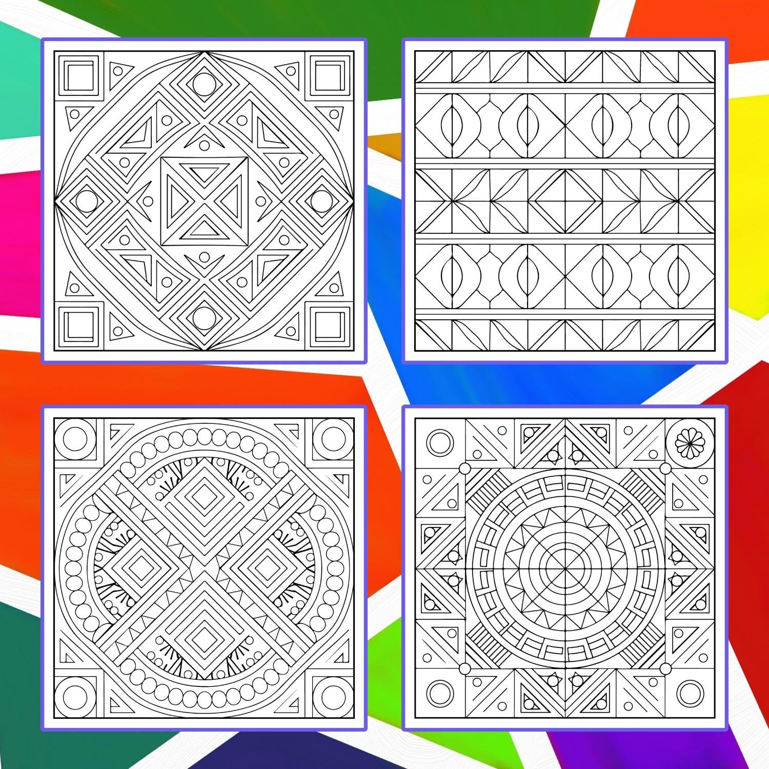 45 Geometric Pattern Coloring Pages, Mindful Art Therapy, Abstract ...