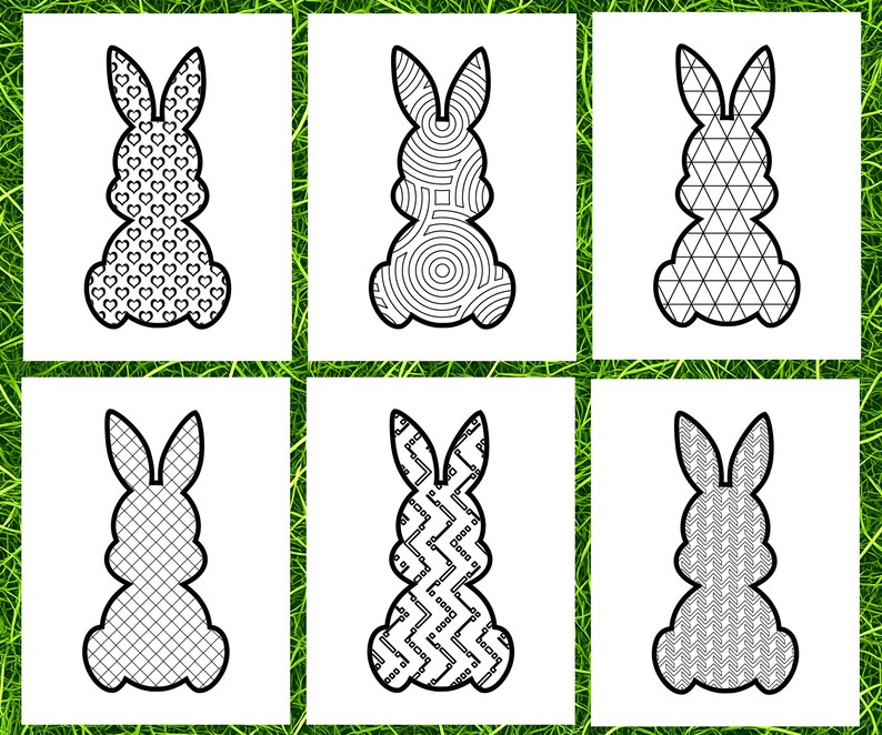 40 Easy Pattern Bunny Coloring Pages, Easter Rabbit Coloring Activity ...