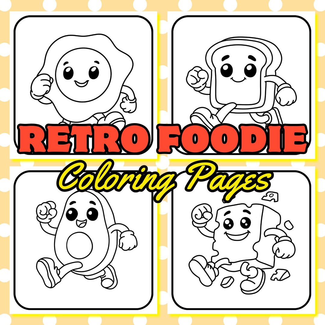12 Retro Foodie Coloring Pages for Kids & Adults | Fun Printable ...