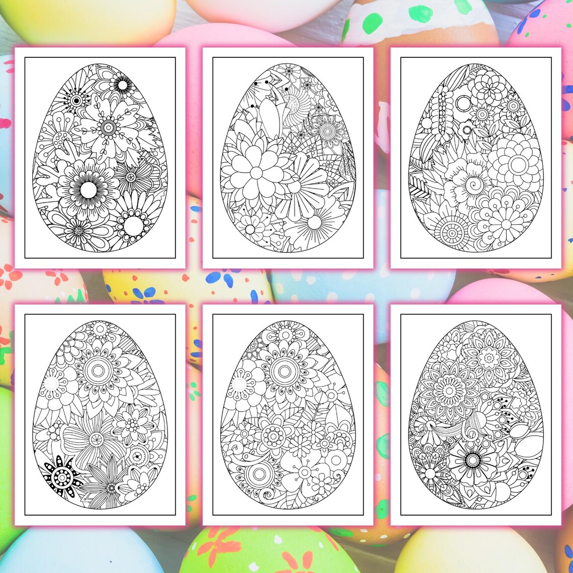 50 Mandala Easter Egg Coloring Pages: Floral Spring Art (digital ...
